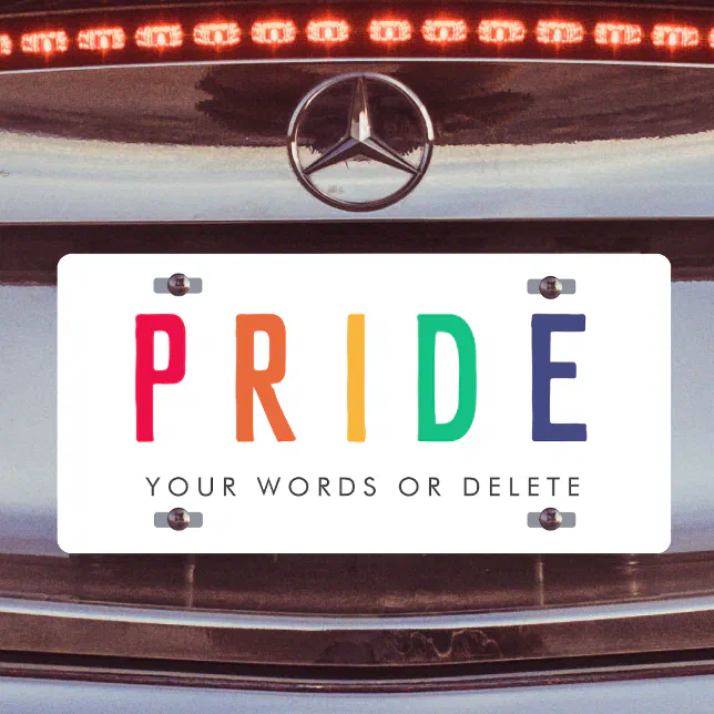Pride | LGBTQ Gay Modern Rainbow License Plate | Zazzle