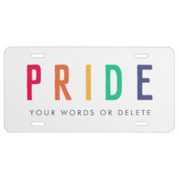 Pride | LGBTQ Gay Modern Rainbow License Plate | Zazzle