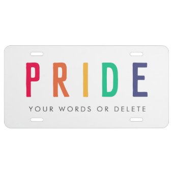 Pride | LGBTQ Gay Modern Rainbow License Plate | Zazzle