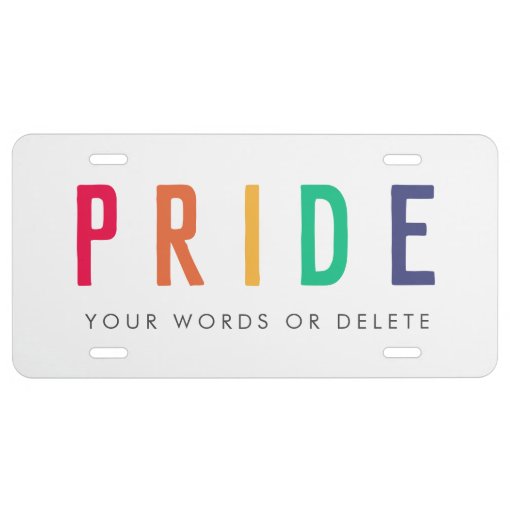 Pride | LGBTQ Gay Modern Rainbow License Plate | Zazzle