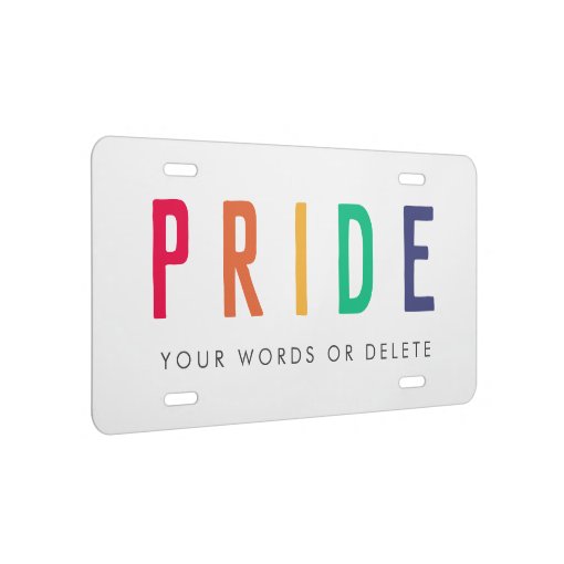 Pride | LGBTQ Gay Modern Rainbow License Plate | Zazzle