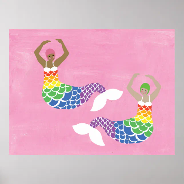 Pride Mermaid Rainbow Flag Tail LGBT Party Poster | Zazzle