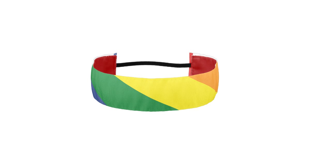 Pride month rainbow flag Colorful stripes LGBT gay Athletic Headband ...