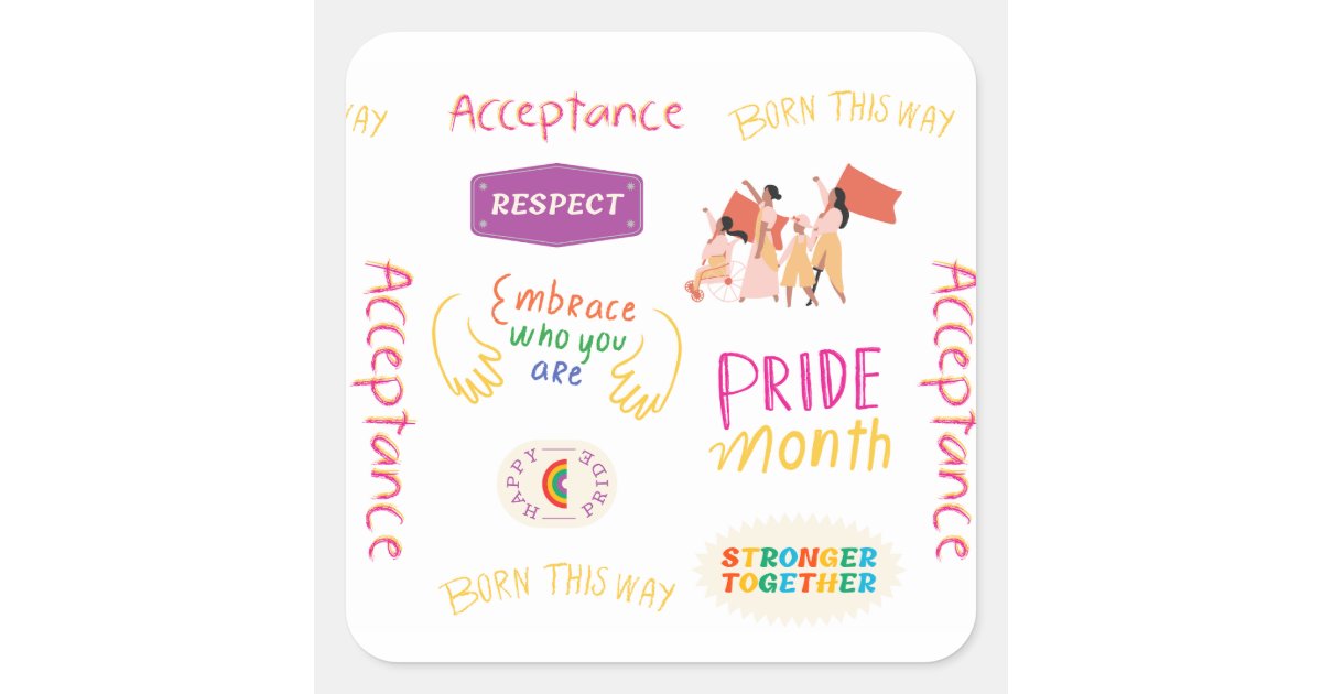 Pride month square sticker | Zazzle