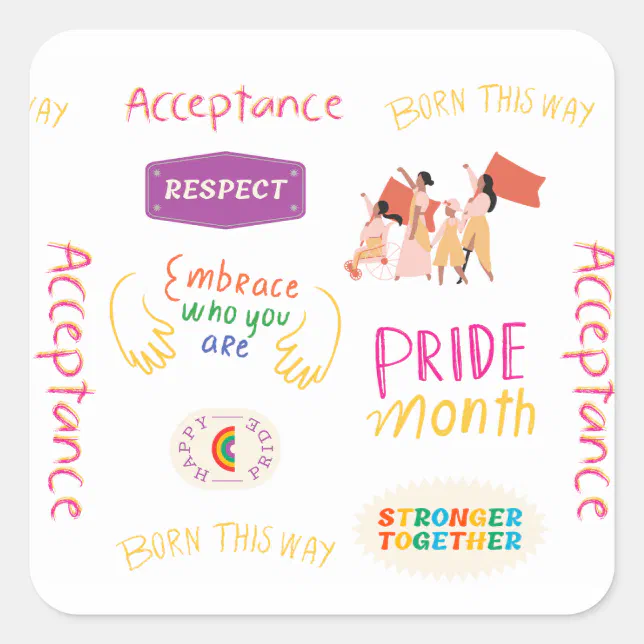 Pride month square sticker | Zazzle