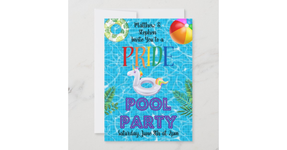 PRIDE Pool Party Invitation | Zazzle