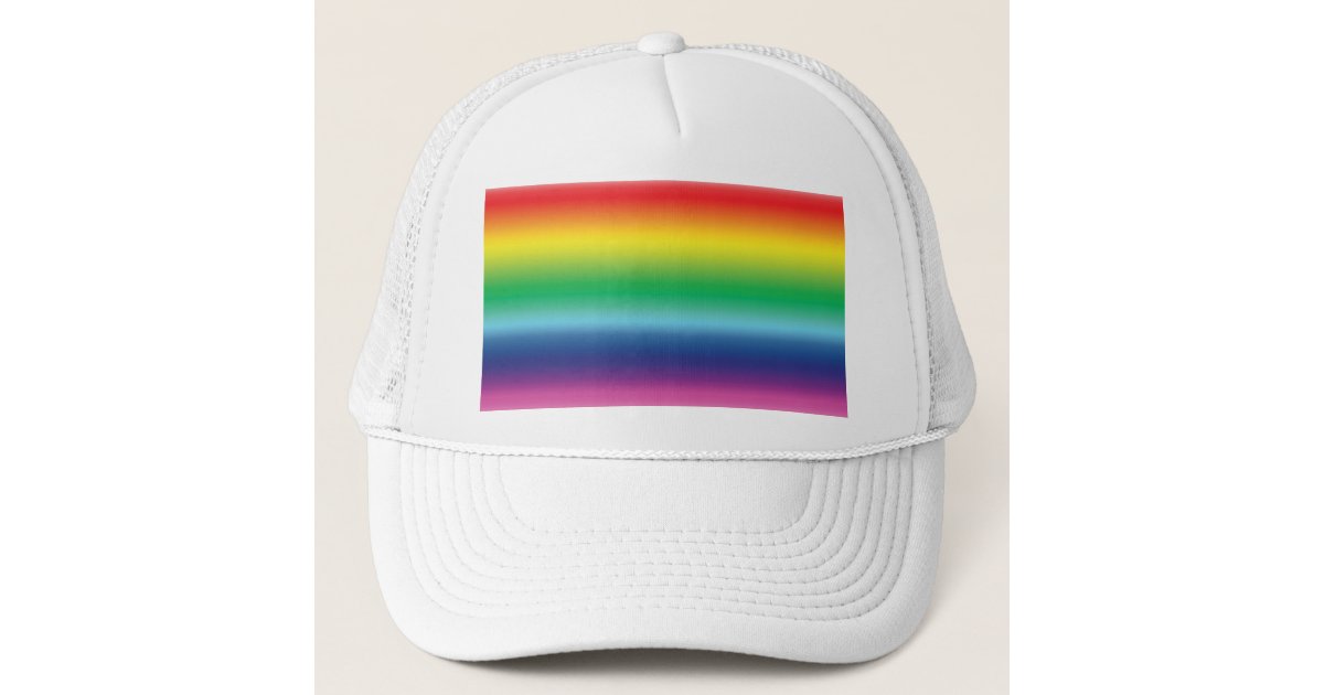 Pride rainbow colors lgbtq lgbt gay flag pattern trucker hat | Zazzle