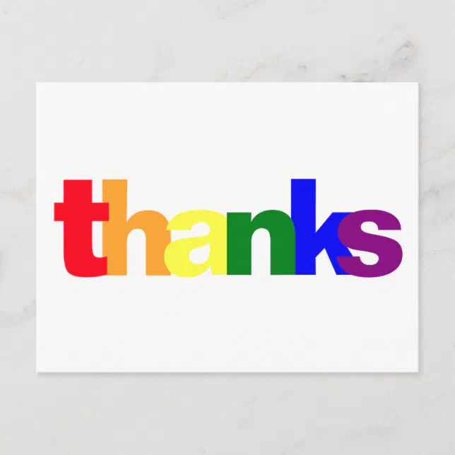 Pride Rainbow Colors Thank You Postcard | Zazzle