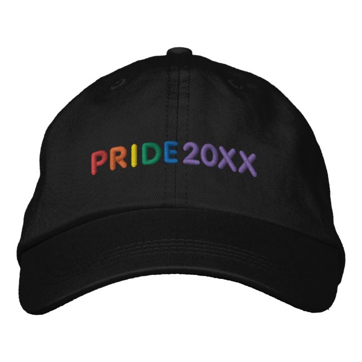 Pride Rainbow Custom Year Embroidered Baseball Cap | Zazzle