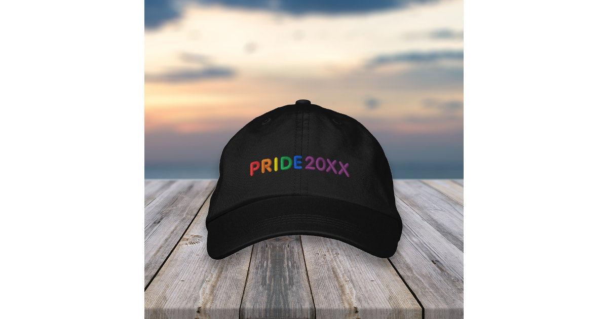 Pride Rainbow Custom Year Embroidered Baseball Cap | Zazzle