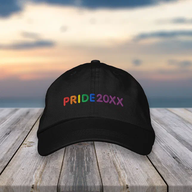 Pride Rainbow Custom Year Embroidered Baseball Cap | Zazzle