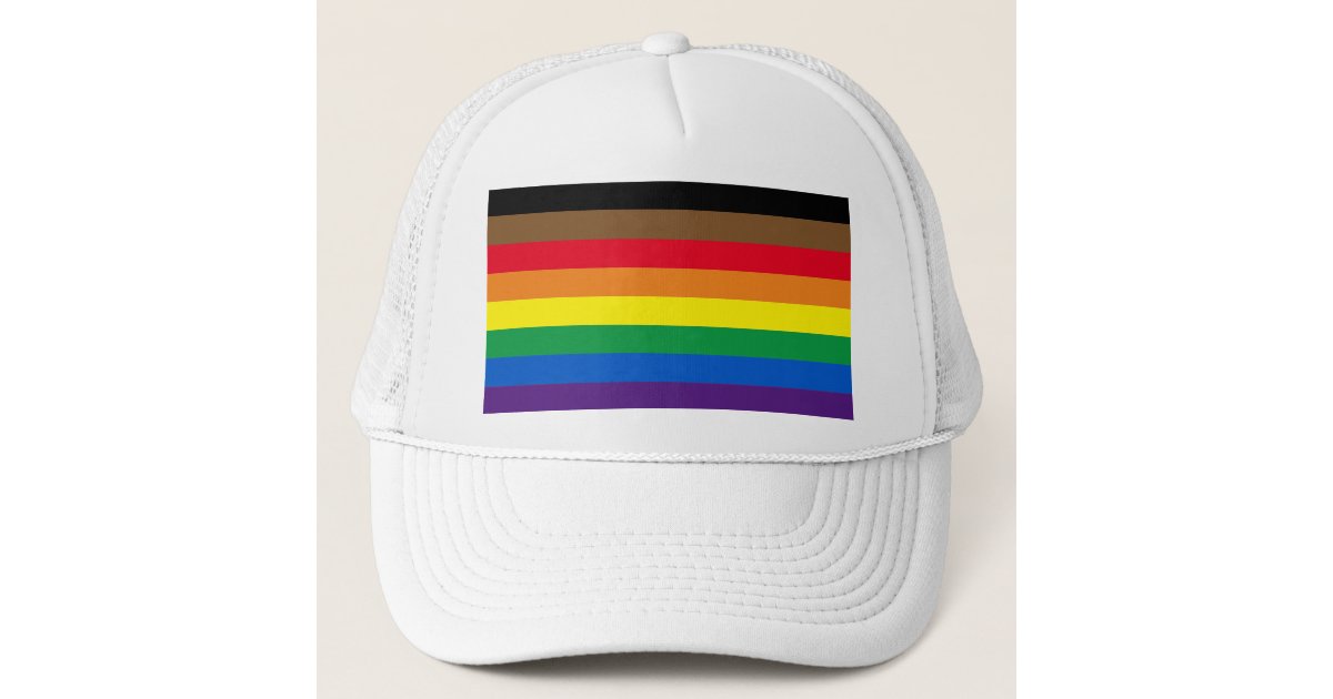 Pride rainbow diversity inclusive Lgbtq + flag Trucker Hat | Zazzle