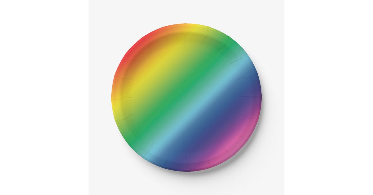 pride rainbow flag colors lgbt lgbtq party paper plates | Zazzle