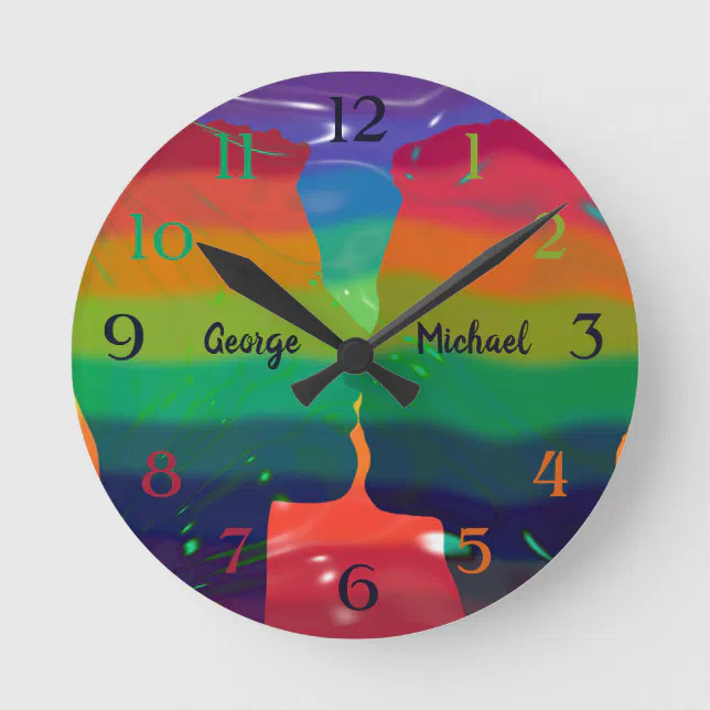 Pride Rainbow Flag With Names Round Clock | Zazzle