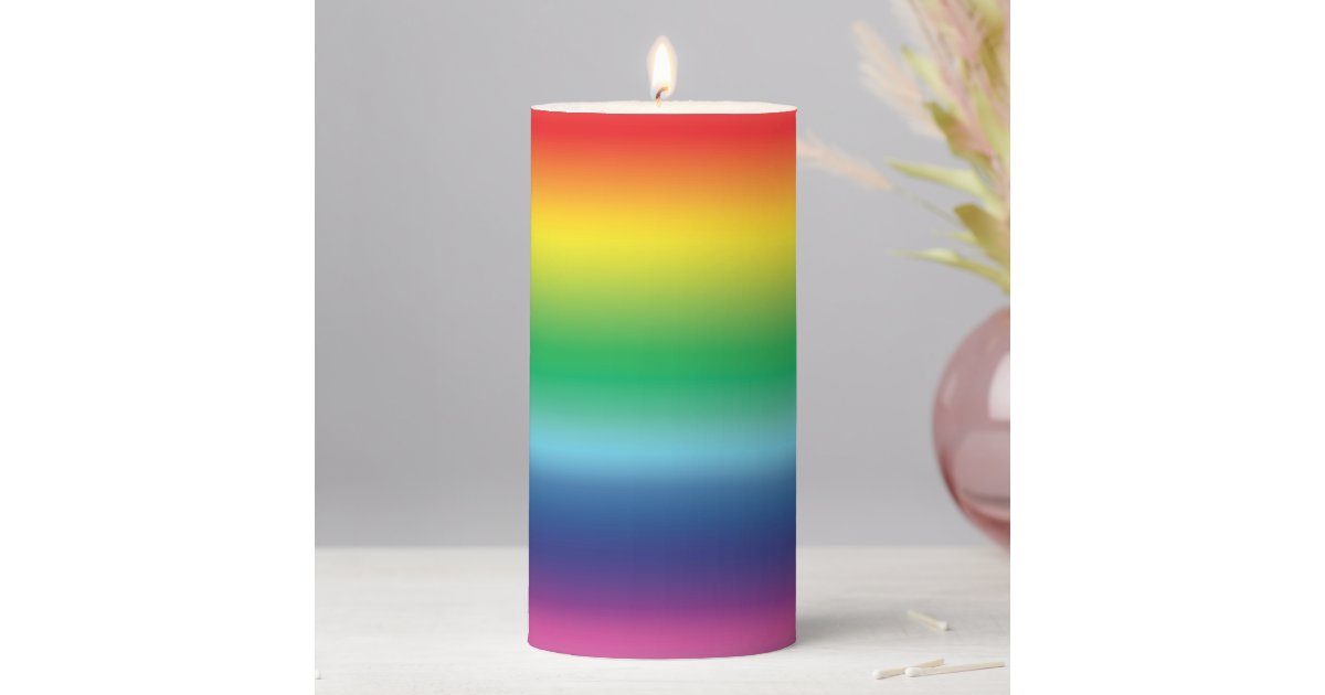 Pride rainbow gradient ombre colors pattern modern pillar candle | Zazzle