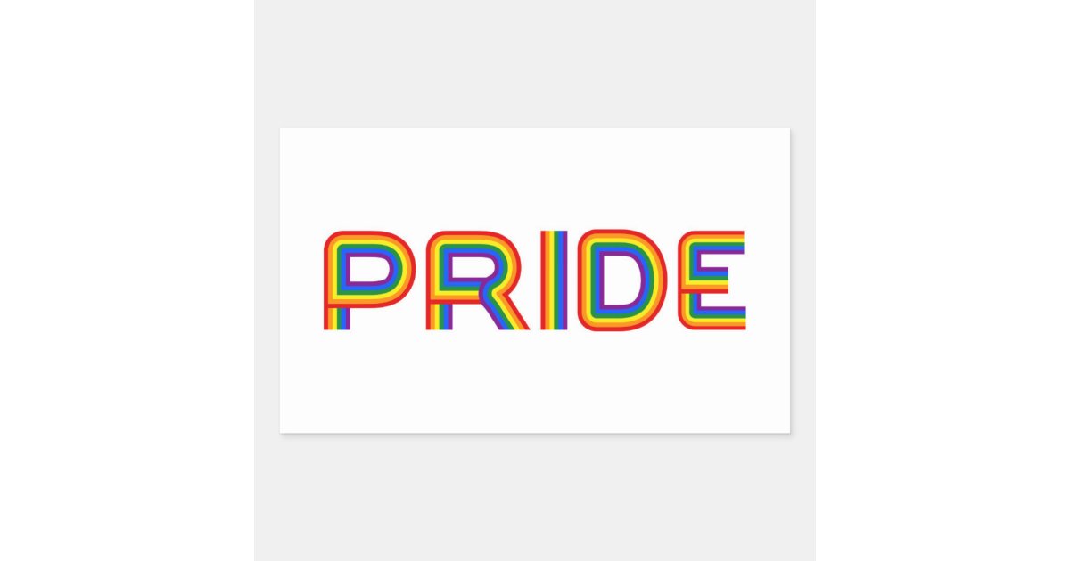 Pride | Rainbow Letters Rectangular Sticker | Zazzle