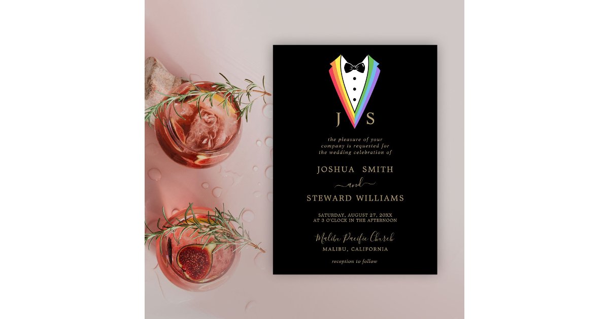 Pride Rainbow LGBTQ Heart Wedding Invitation | Zazzle