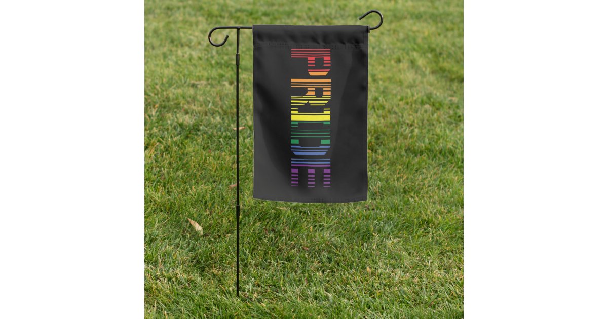 Pride Rainbow Scan LGBTQ Typography Garden Flag | Zazzle