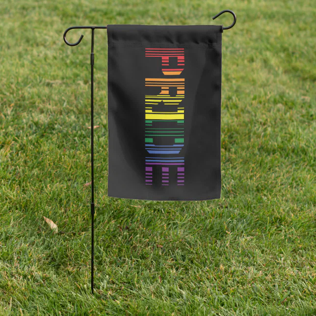 Pride Rainbow Scan LGBTQ Typography Garden Flag | Zazzle