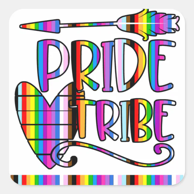 Pride Tribe - LGBTQ+ Inclusive Rainbow Square Sticker | Zazzle