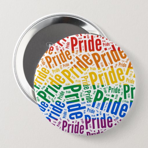 PRIDE WORD PATTERN FLAG PINBACK BUTTON | Zazzle