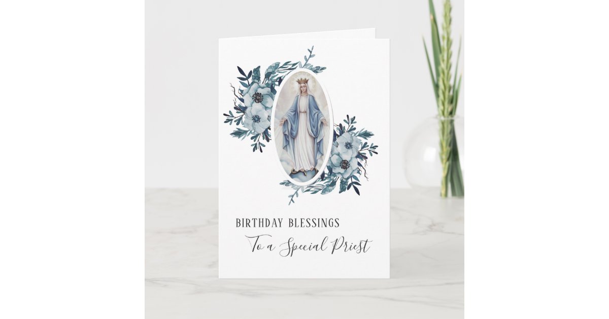 Priest Birthday | Blessed Virgin Mother Mary Card | Zazzle