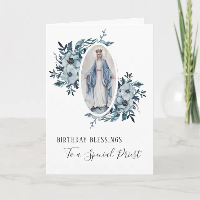Priest Birthday | Blessed Virgin Mother Mary Card | Zazzle