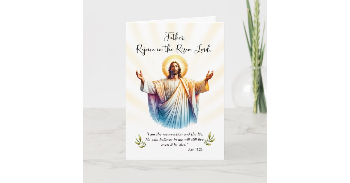 Priest Easter Jesus is Risen Rejoice Scripture Card | Zazzle