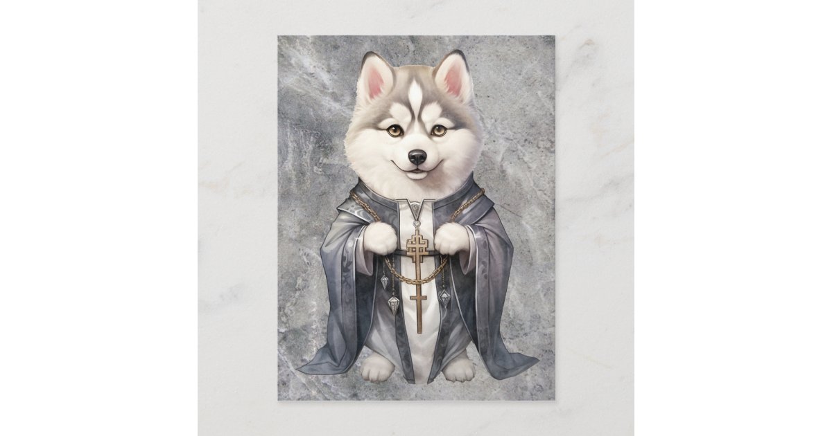 Priest King Siberian Husky Dog Postcard | Zazzle