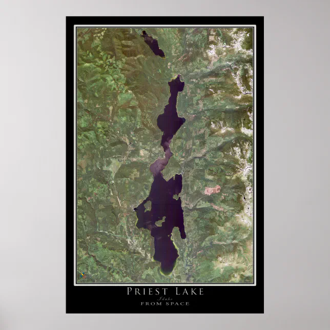 Priest Lake Idaho Satellite Poster Map | Zazzle