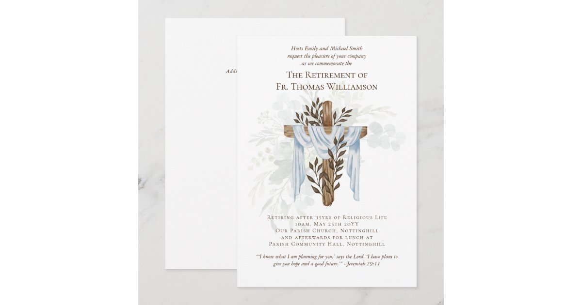 Priest Pastor Deacon Minister Retirement Invites | Zazzle