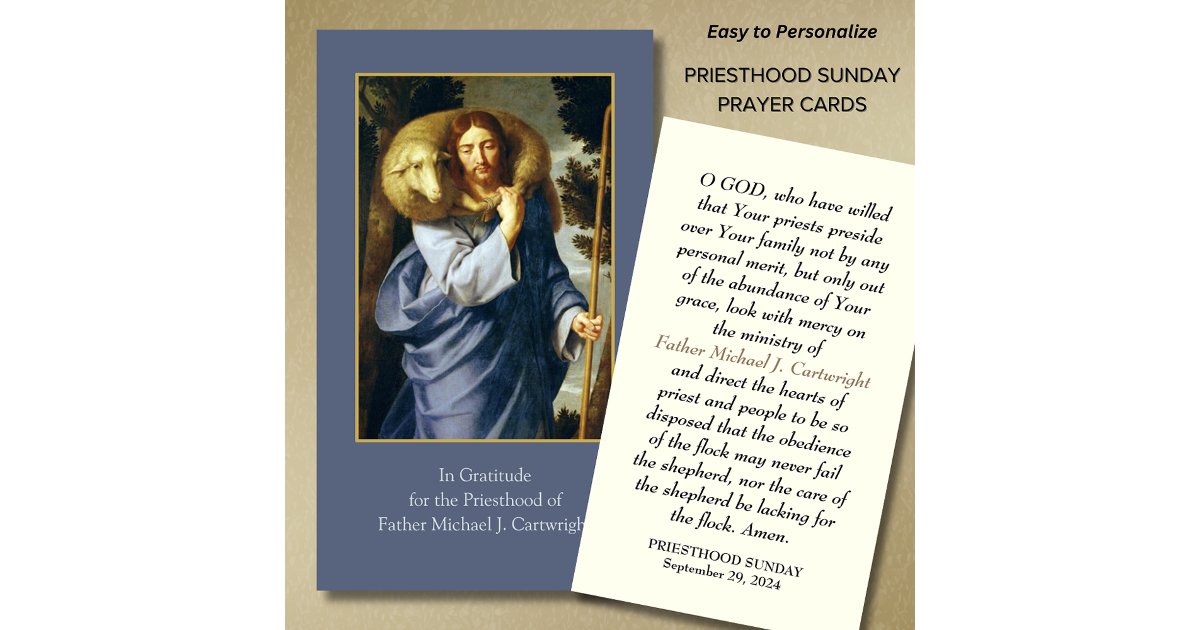 PRIESTHOOD SUNDAY PERSONALIZED PRAYER CARDS | Zazzle
