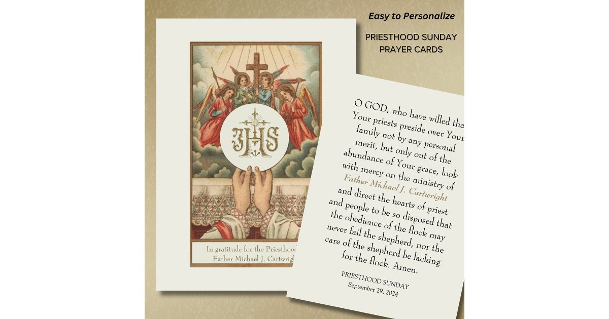 PRIESTHOOD SUNDAY PERSONALIZED PRAYER CARDS | Zazzle