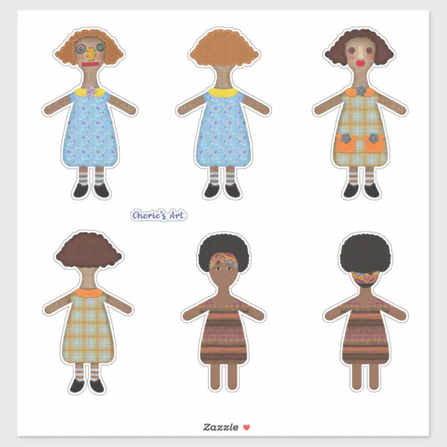Prim Dolls Fronts and Backs So Cute Sticker | Zazzle