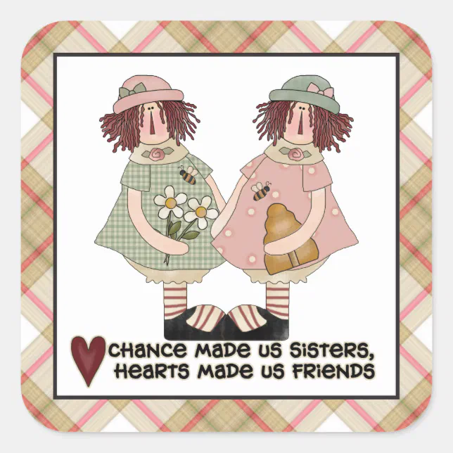 Prim sisters cartoon fun sticker | Zazzle