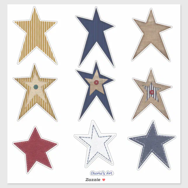 Prim Style Stars Fabric Look So Cute Sticker | Zazzle