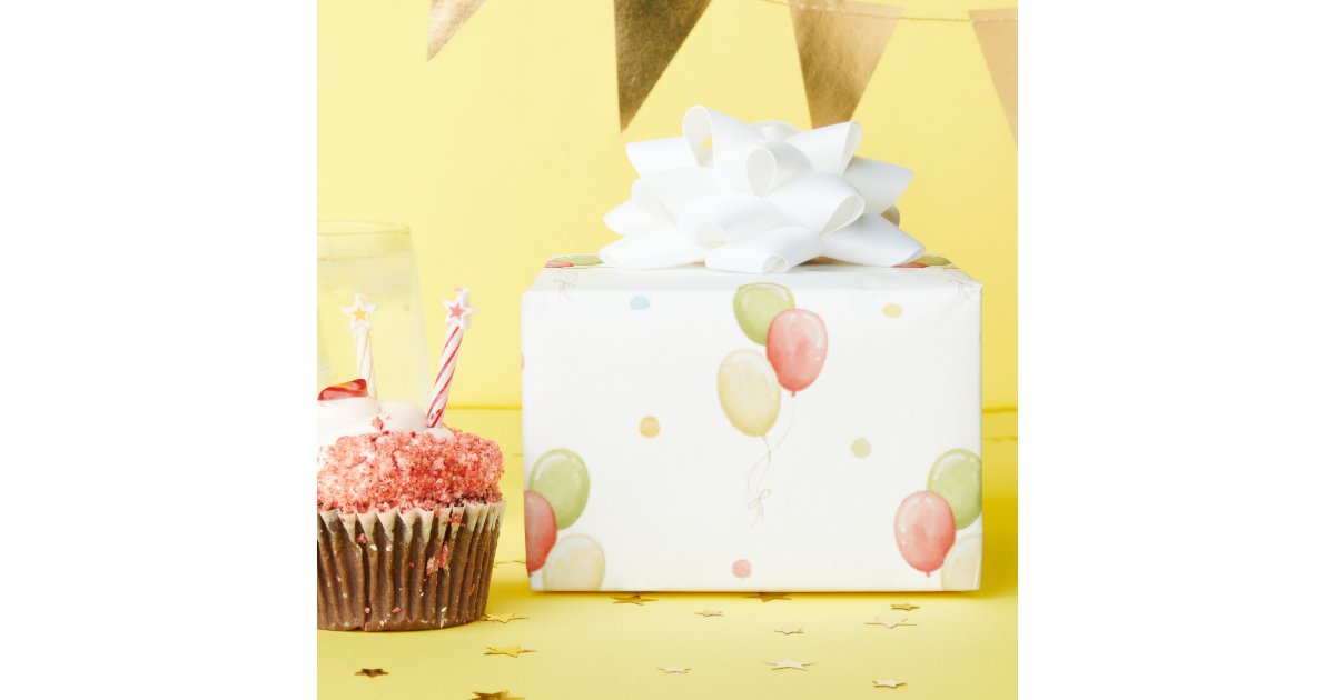 Primary Colors Birthday Balloons Wrapping Paper | Zazzle