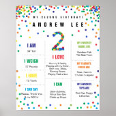 Primary Colors Confetti boy second birthday poster | Zazzle