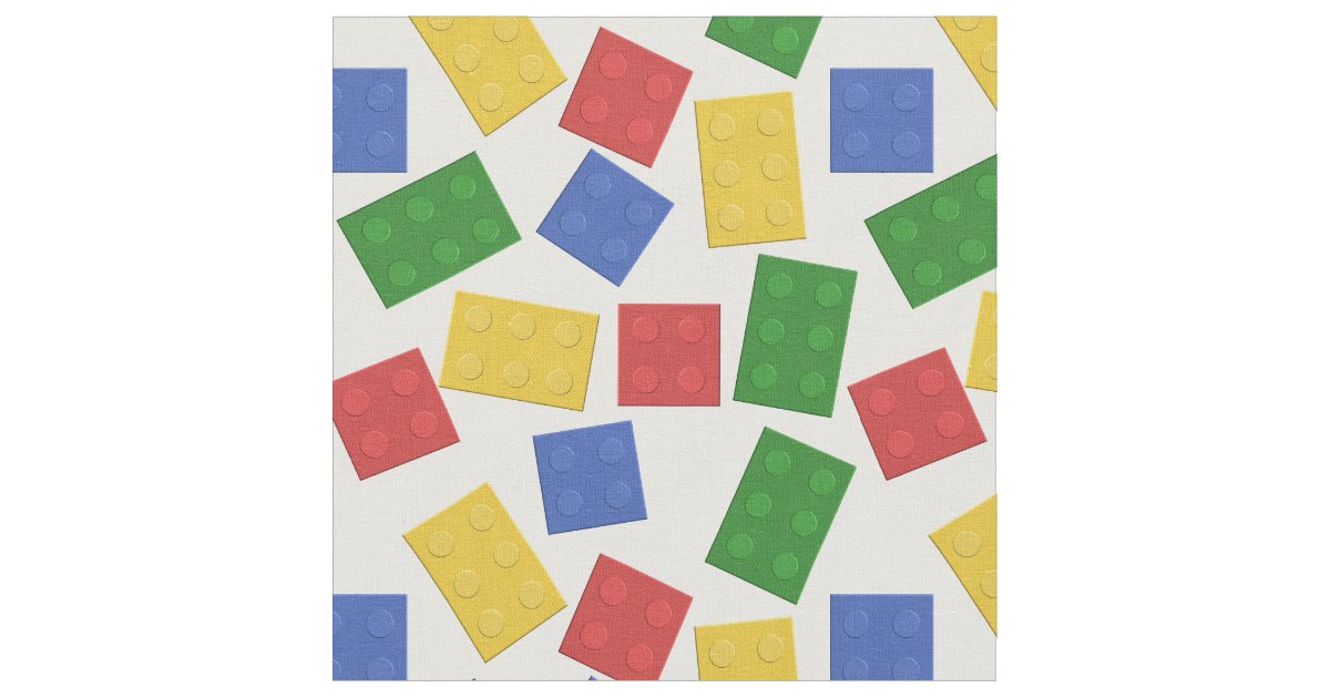 Primary Colors Toy Building Bricks Pattern Print Fabric | Zazzle