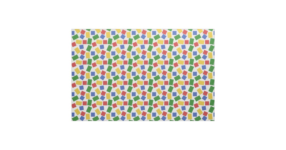 Primary Colors Toy Building Bricks Pattern Print Fabric | Zazzle