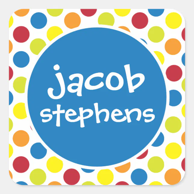 Primary Polka Dots Personalized Stickers | Zazzle