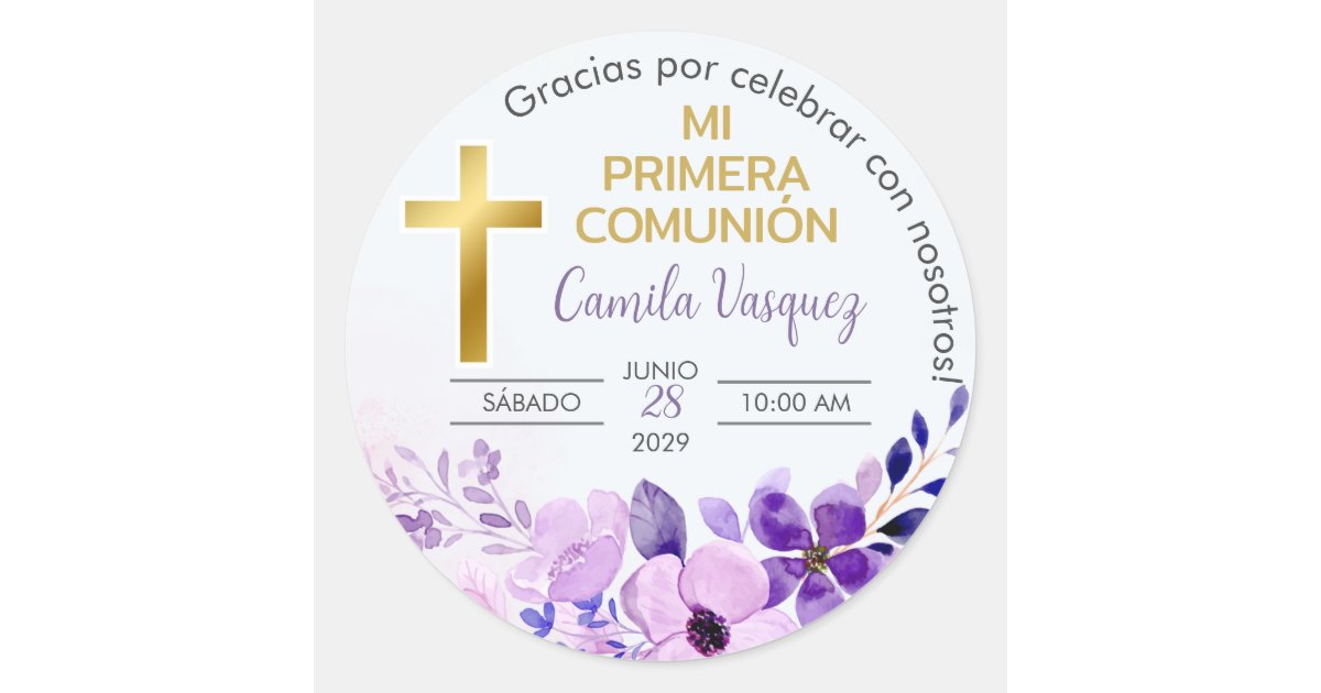 Primera Comunion Gifts and Favors First Communion Classic Round Sticker ...