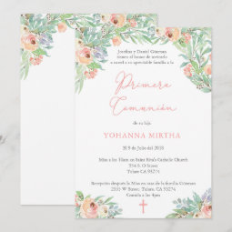 Primera Comunion, Girl First Communion in Spanish Invitation | Zazzle