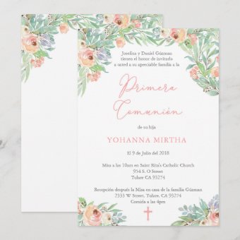 Primera Comunion, Girl First Communion in Spanish Invitation | Zazzle