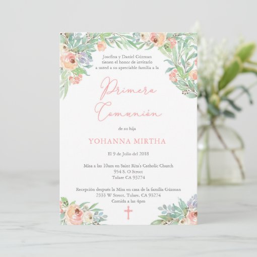 Primera Comunion, Girl First Communion in Spanish Invitation | Zazzle