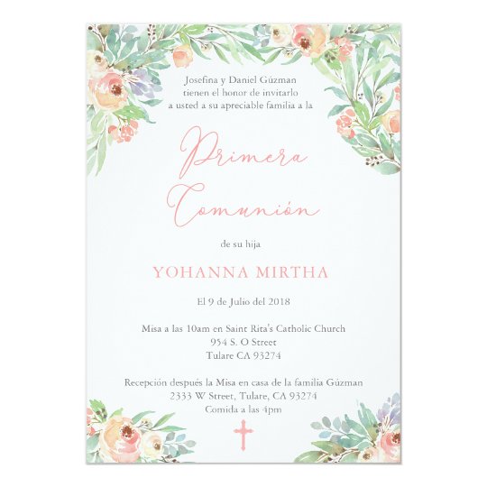 Primera Comunion, Girl First Communion in Spanish Invitation | Zazzle.com