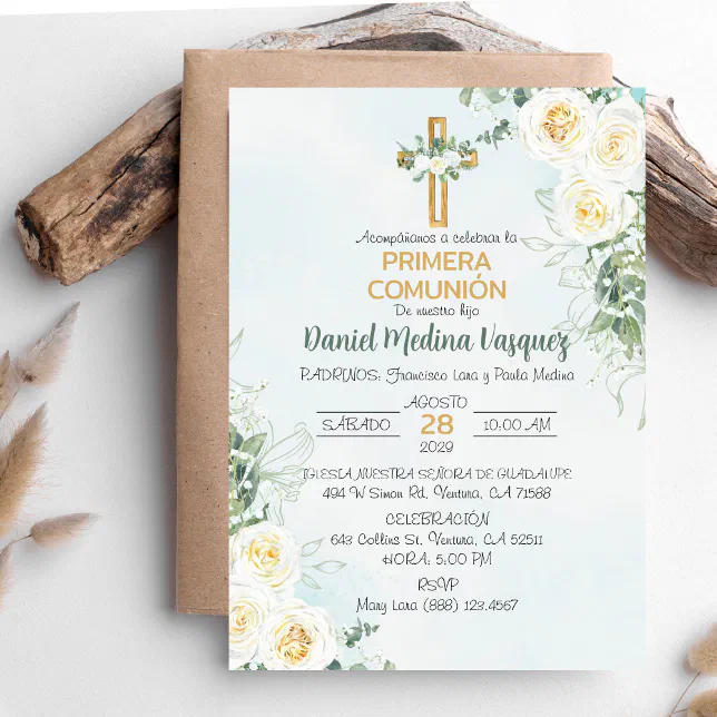 Primera Comunion Invitacion Cute First Communion Invitation | Zazzle