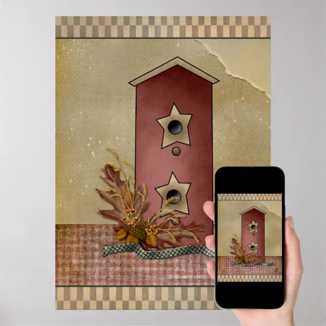 primitive Birdhouse poster | Zazzle