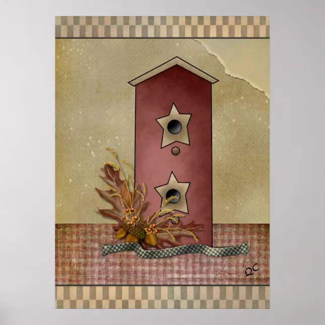 primitive Birdhouse poster | Zazzle