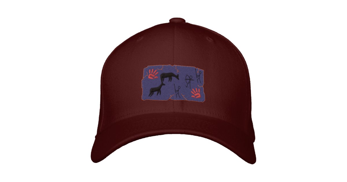 Primitive Bow Hunting Scene Embroidered Baseball Cap | Zazzle